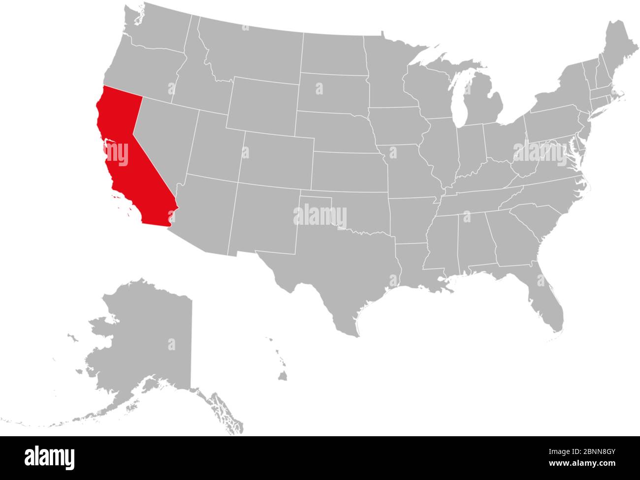 California map marked red on USA political map vector illustration ...