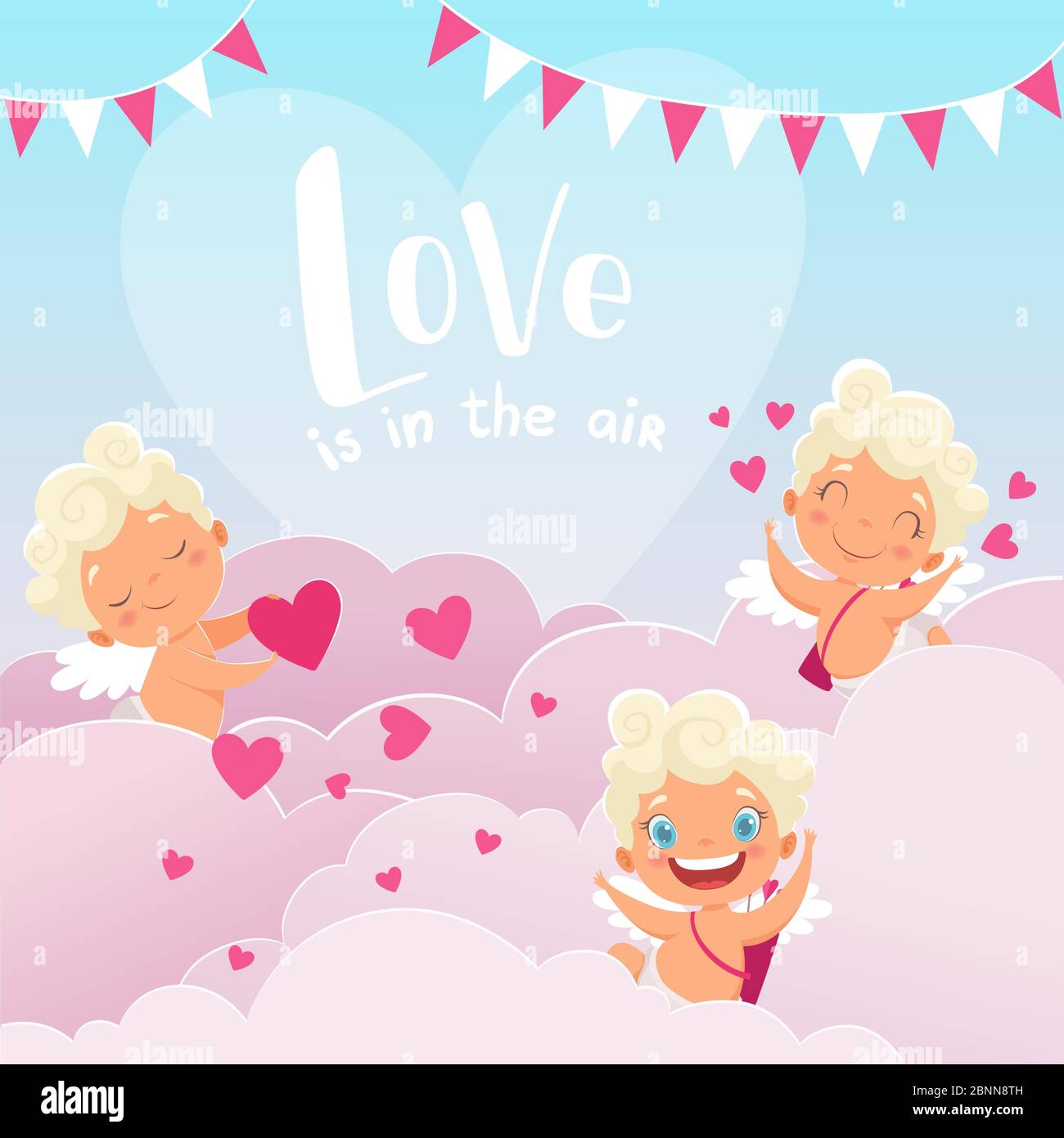 Cupid clouds background. Valentine day baby amur romantic greece god ...