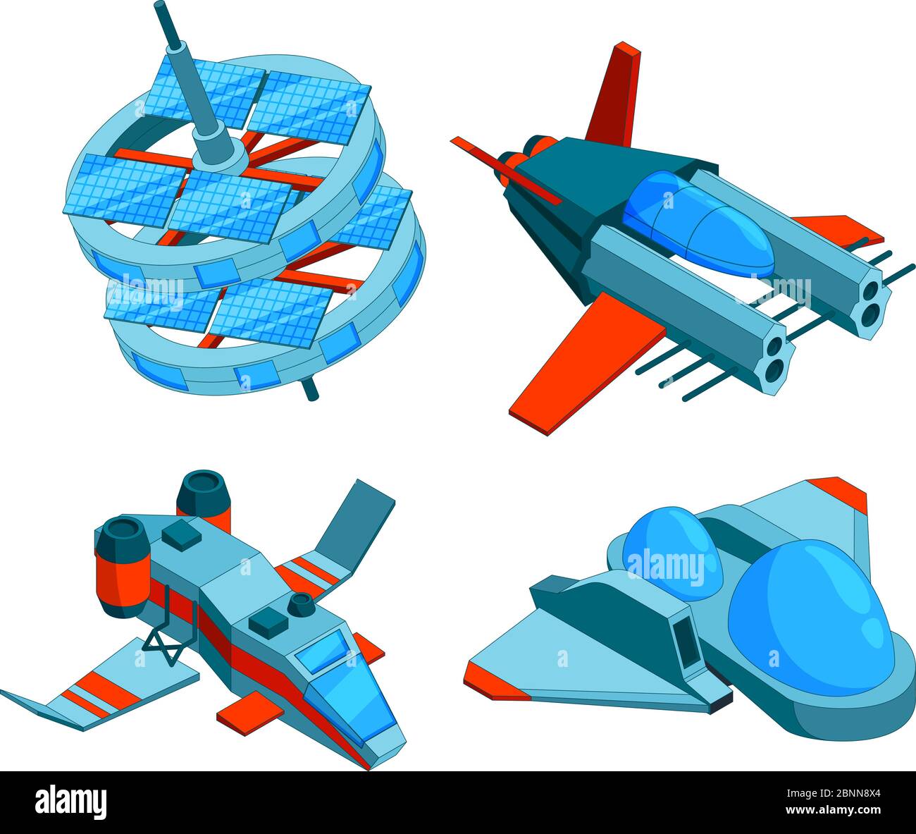 Spaceships isometric. Building technology of various types of ships ...