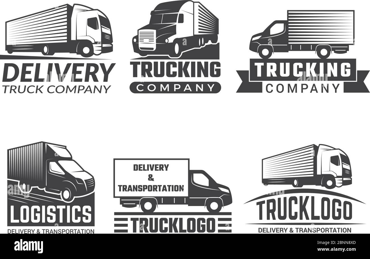 Transportation logo. Silhouette of truck various emblems of logistic ...