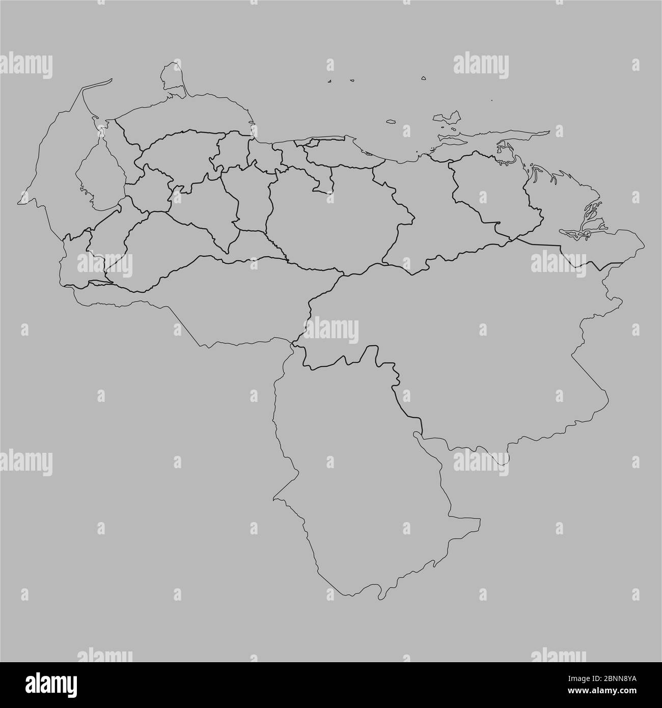 Venezuela political map outline vector. Gray background Stock Vector ...