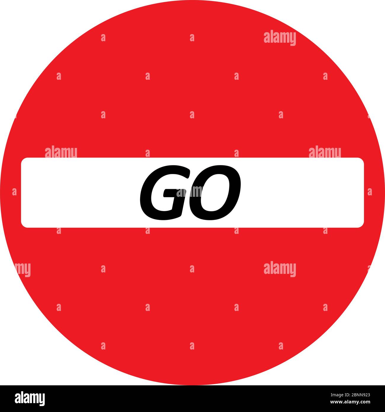 Go traffic sign vector illustration. Red circle with black text ...