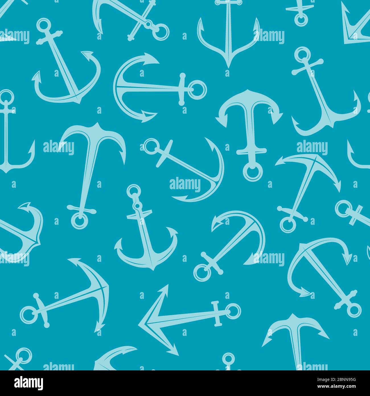 Marine anchor pattern. Navy sailor blue ocean and sea symbols vector ...