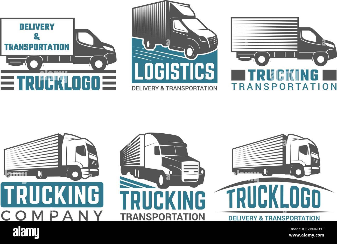 Truck logo. Business symbols emblems of transportation or logistics ...