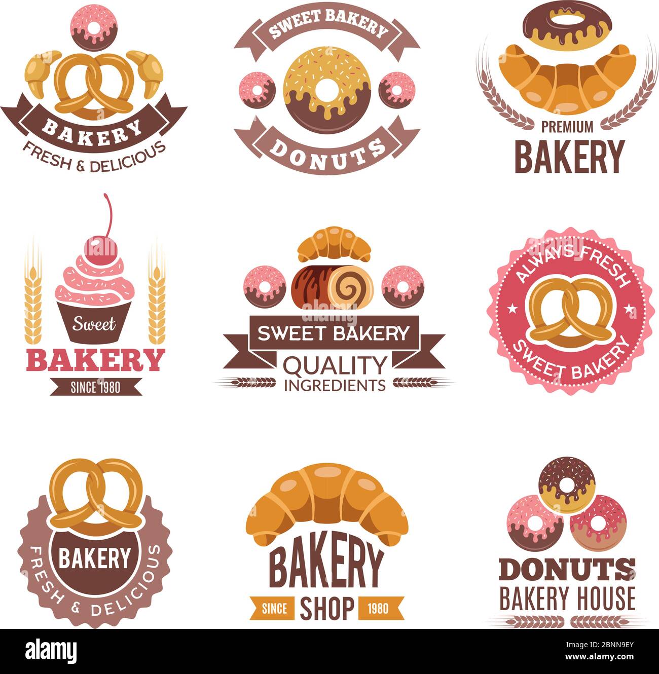 Bakery shop logo. Donuts cookies fresh food cupcakes and bread pictures ...