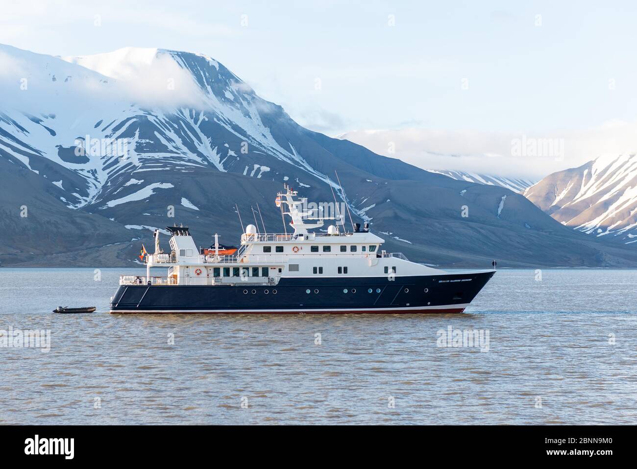 Super luxury yacht in Arctic sea near Longyearbyen, Svalbard ...