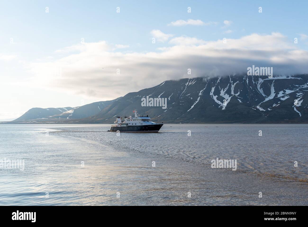 Super luxury yacht in Arctic sea near Longyearbyen, Svalbard ...
