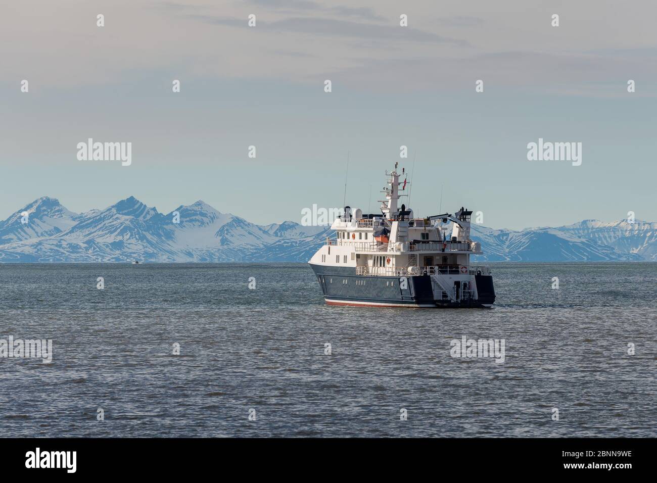 Super luxury yacht in Arctic sea near Longyearbyen, Svalbard ...