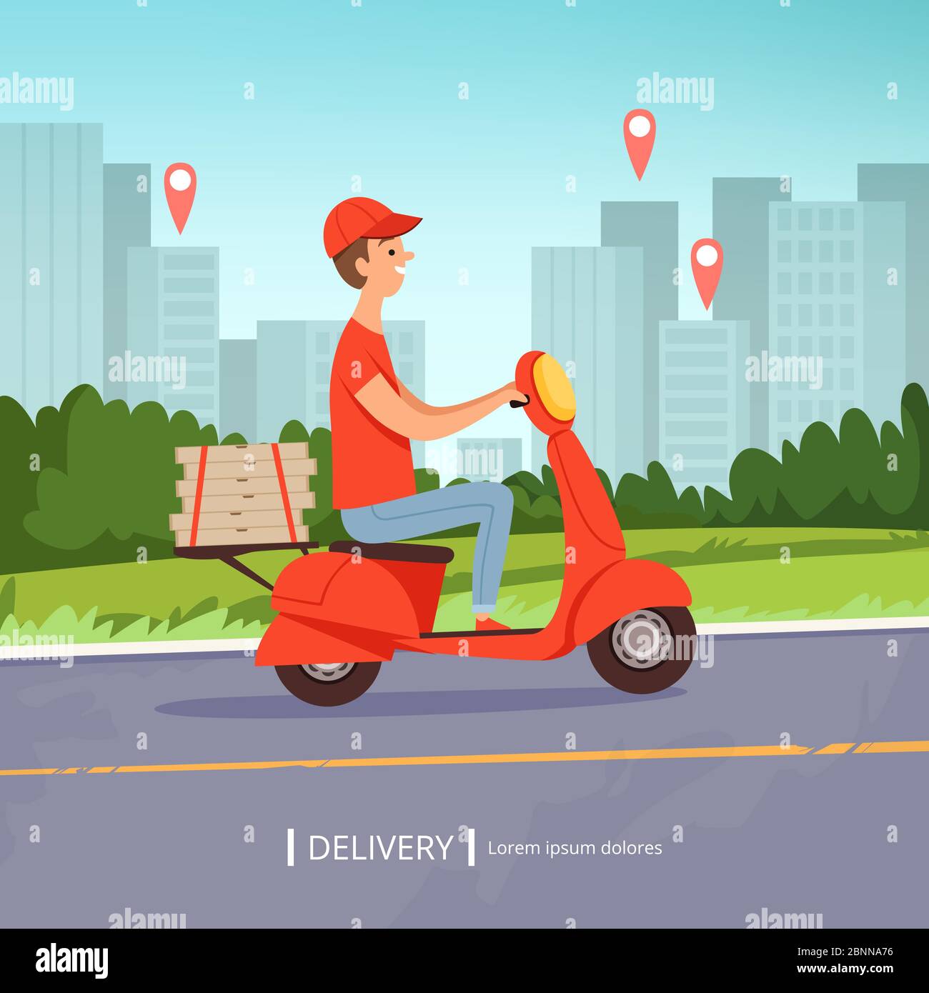 Delivery pizza fast food Stock Vector Images - Alamy