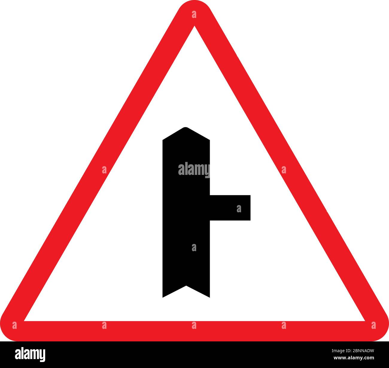 Side road right traffic sign vector. Red triangle background Stock ...