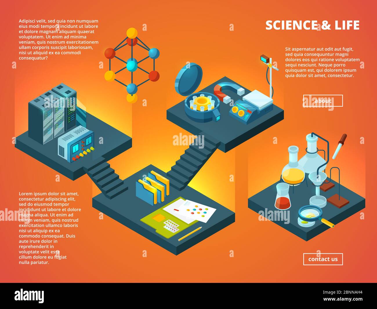 Isometric science lab. Biology pharmaceutical or chemical laboratory ...