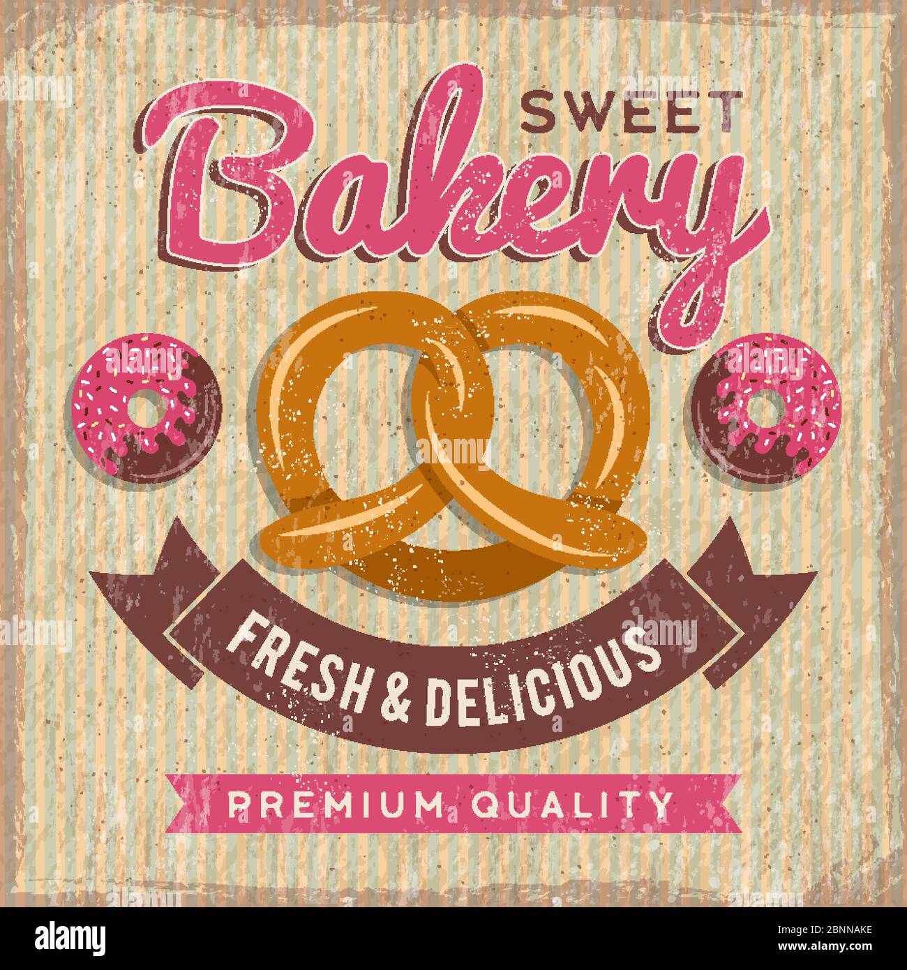 Bakery poster design. Bread and donuts with cupcakes fresh foods vector ...