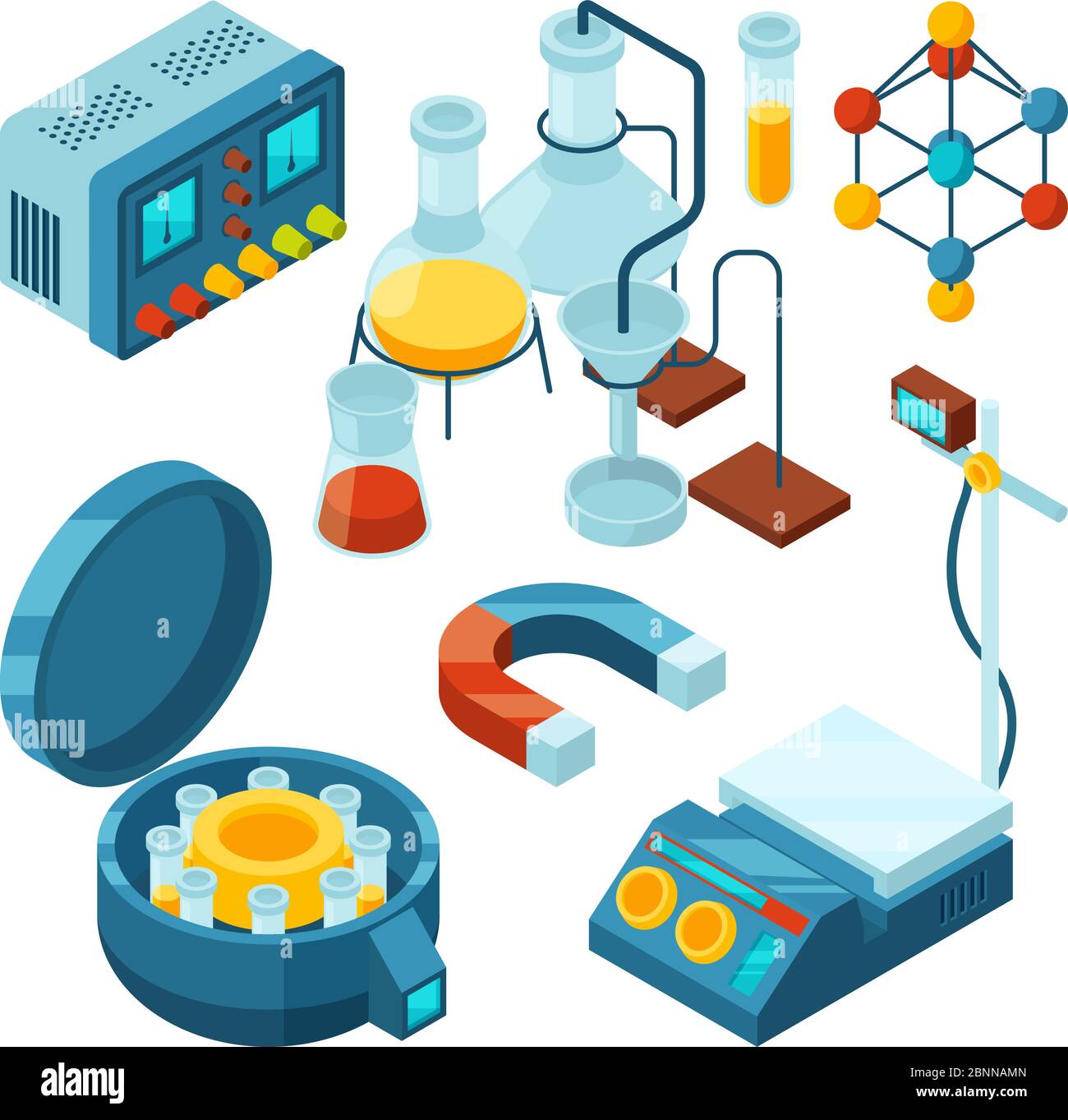 Science isometric. Chemical supporting laboratory testing biology ...