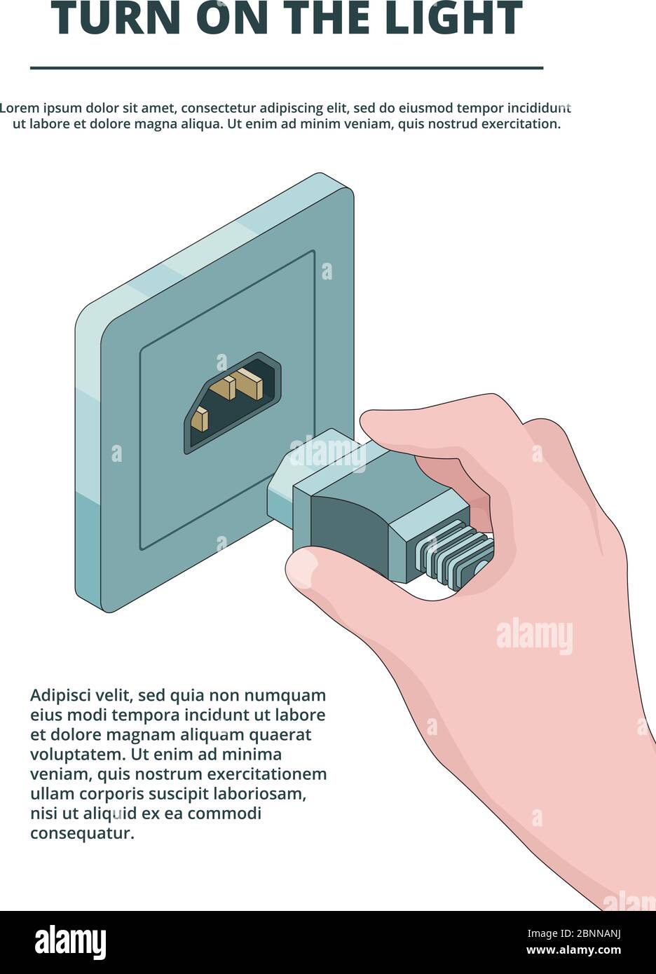 Electric socket activate. Business concept of electric plug connections ...