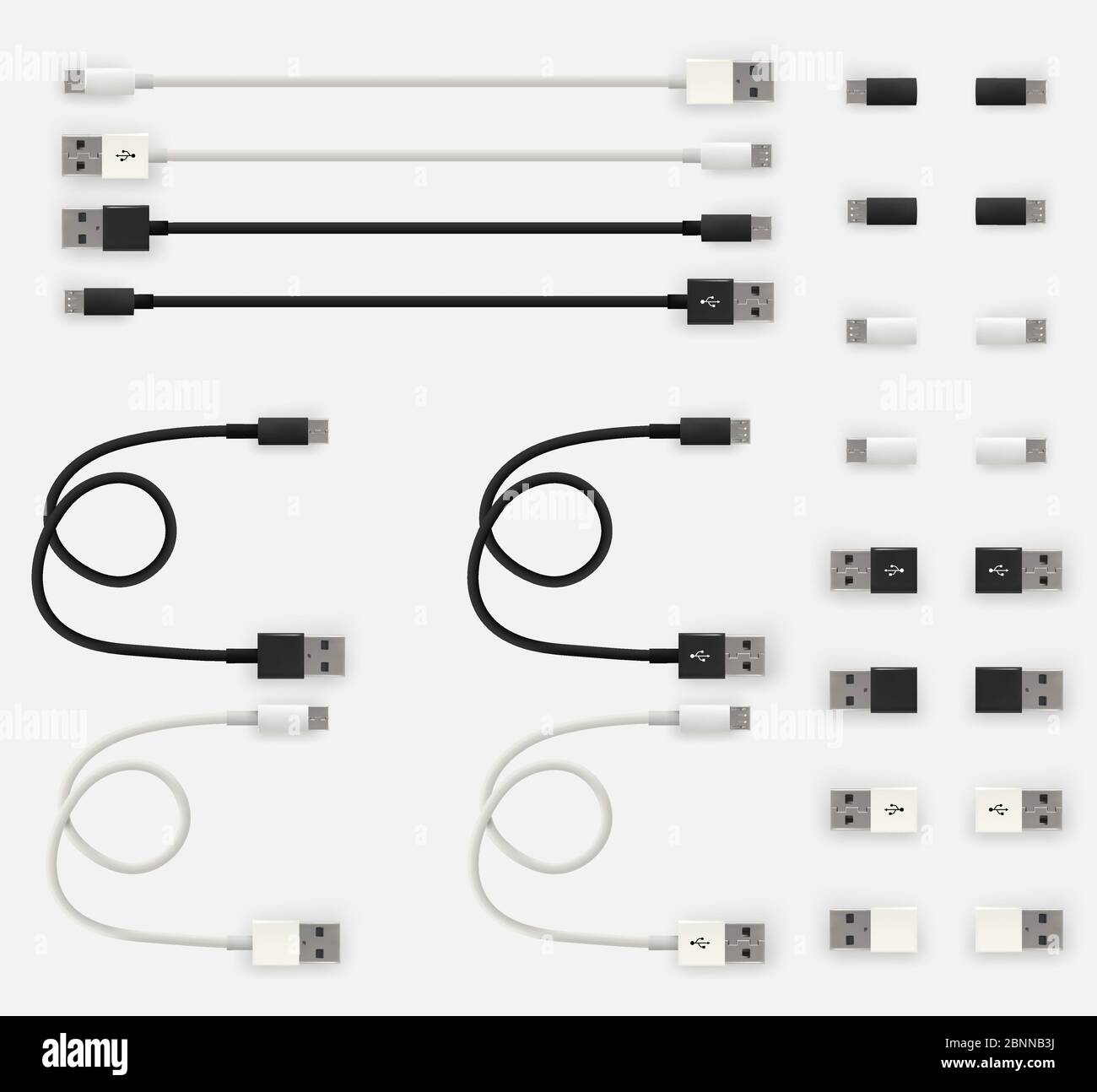 Realistic 3D USB micro cables and connectors Stock Vector Image & Art ...