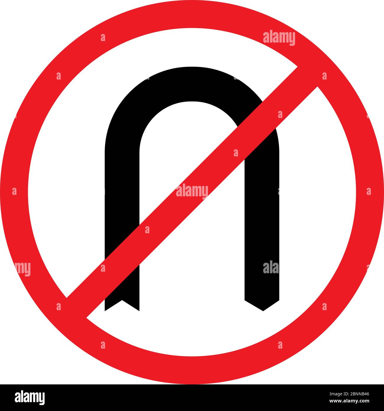 No u-turn or Do not take u-turn traffic sign vector illustration. Red circle board. Traffic ...