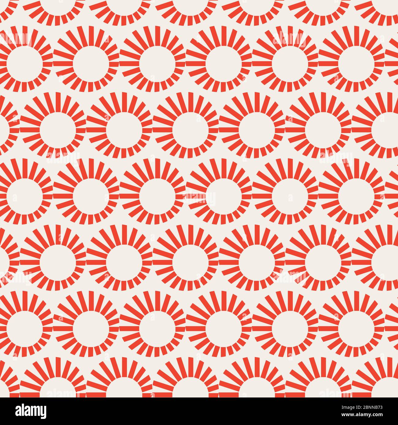 Abstract geometric sun seamless pattern vector background. Red, white ...