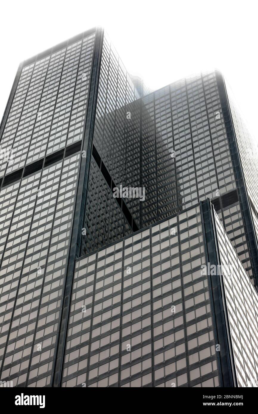 Upward view of an iconic skyscraper in chicago. Showcasing linear ...