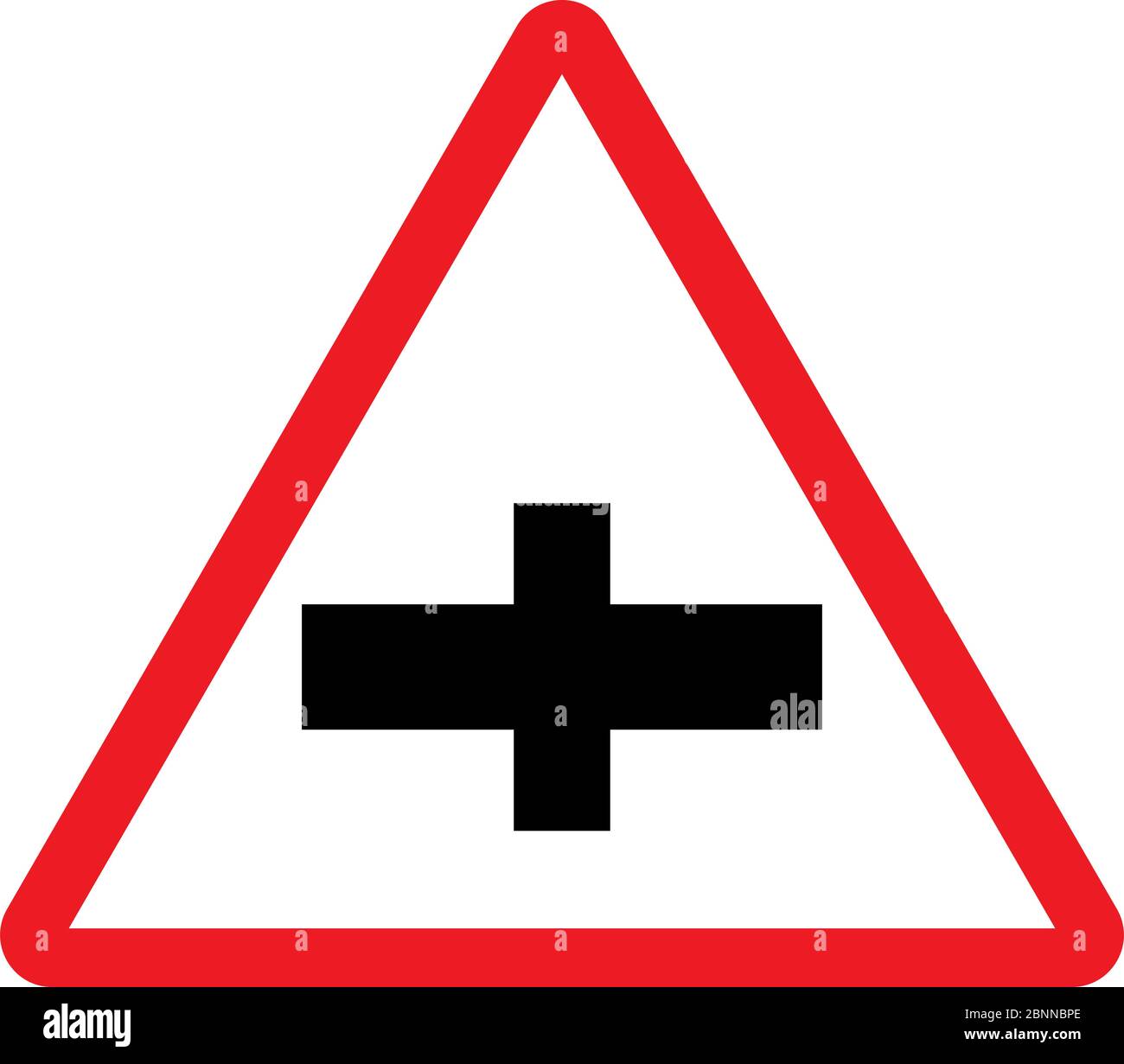 Major road ahead traffic sign vector illustration. Red triangle ...