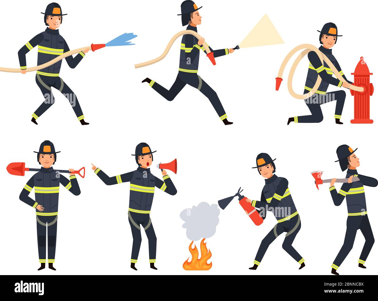 Service firefighter man cartoon rescue hi-res stock photography and ...