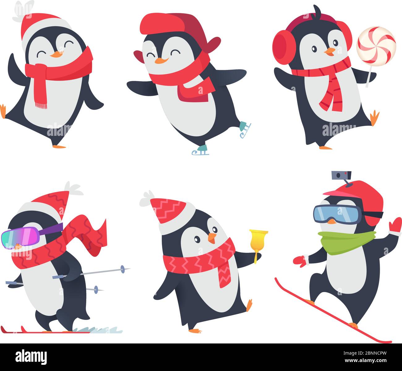 Cute penguins. Cartoon characters baby sweet wild winter snow animals ...