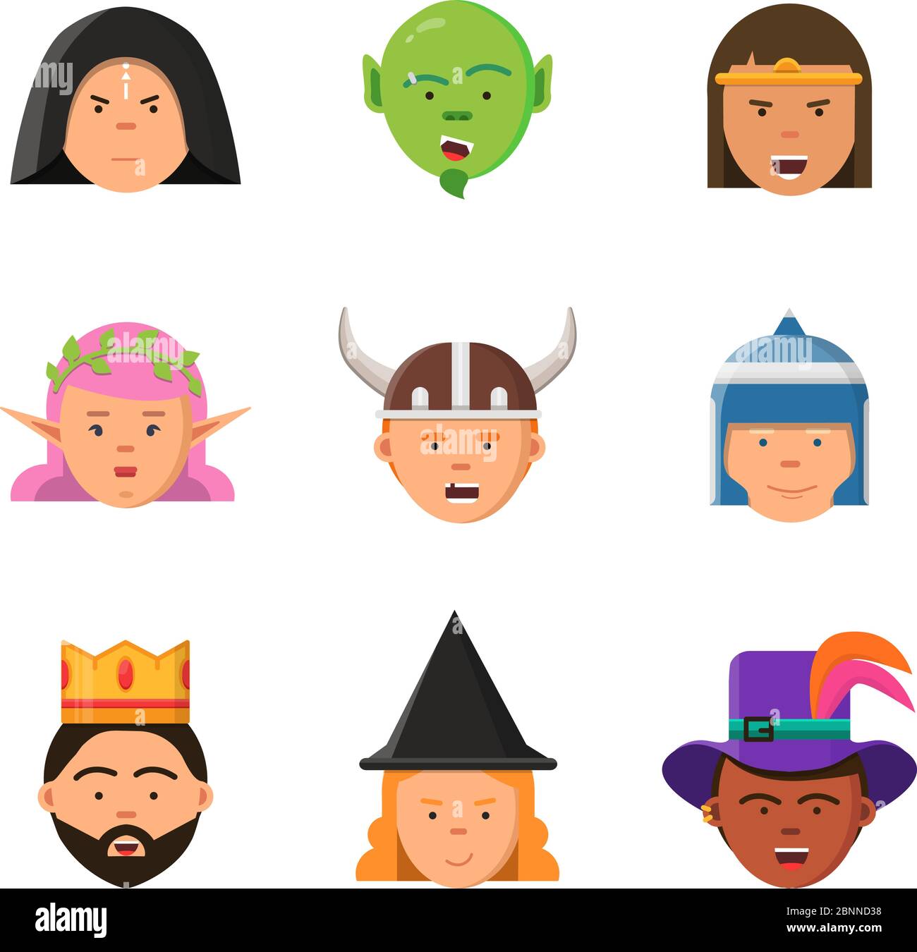 Fantasy game avatars. Fairy tale characters elf wizard king warrior ...