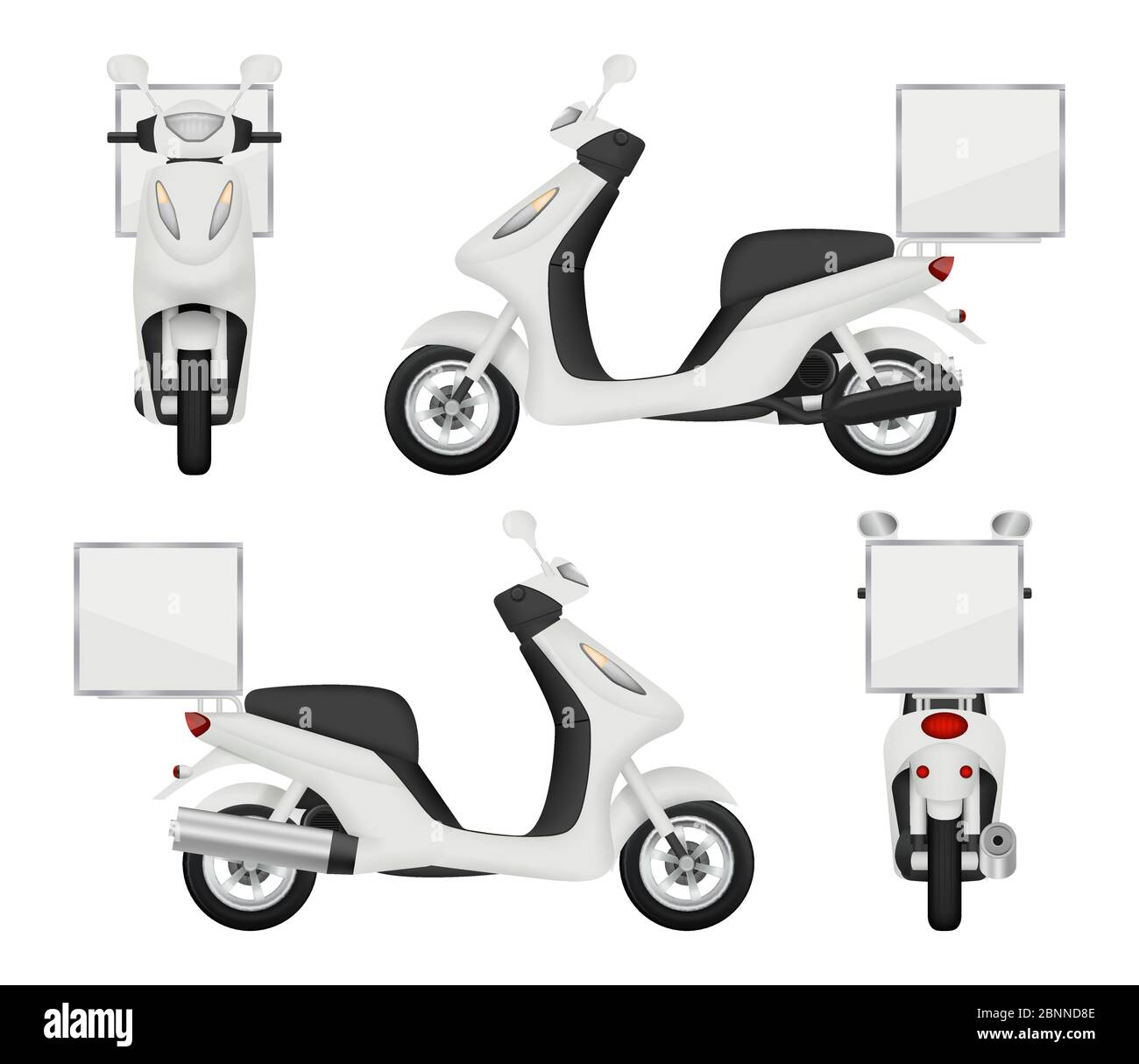 Moto bike realistic. Views of scooter for delivery service auto top ...
