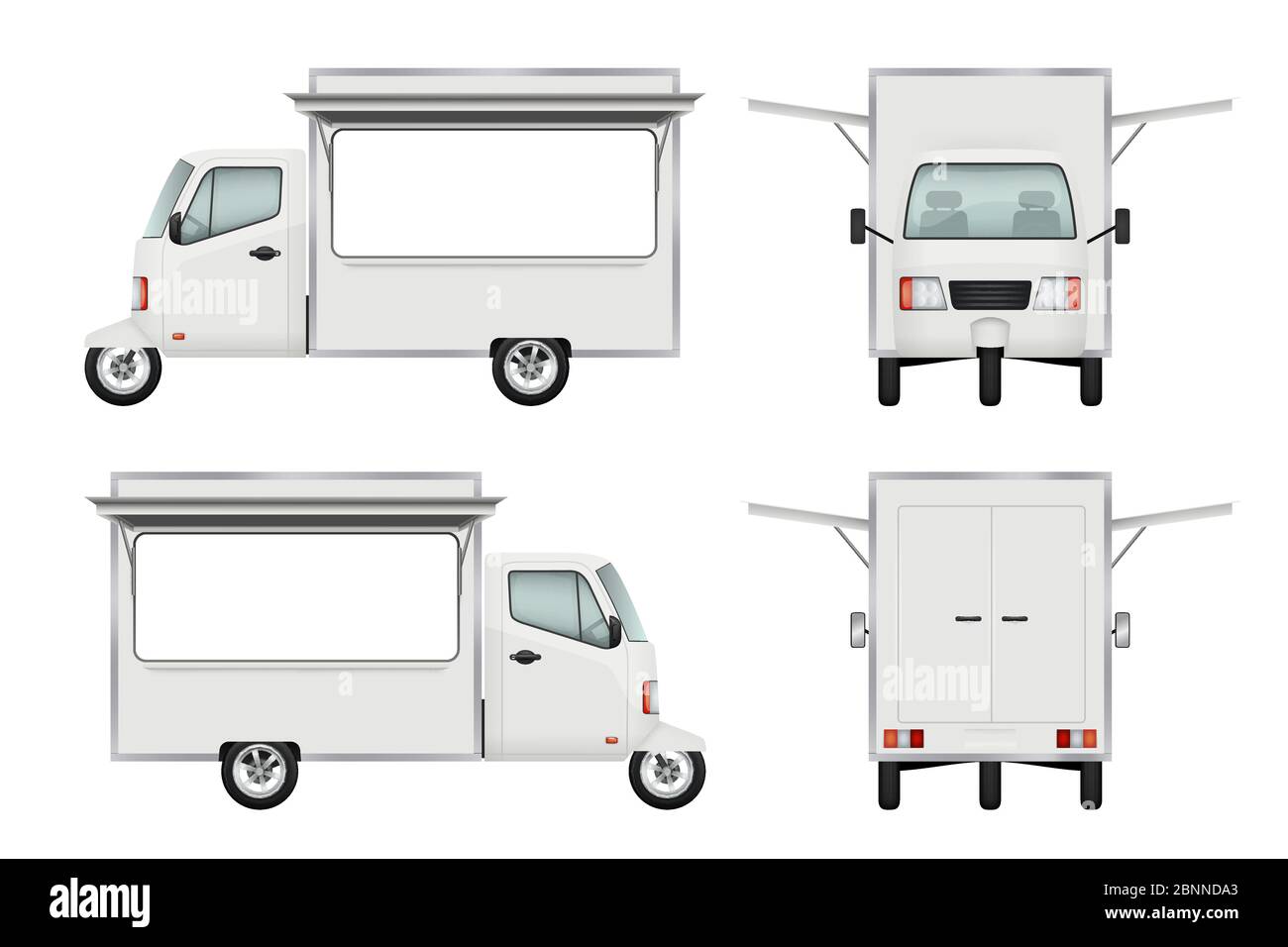 Food truck realistic. Fast food delivery motorbike transport open truck ...