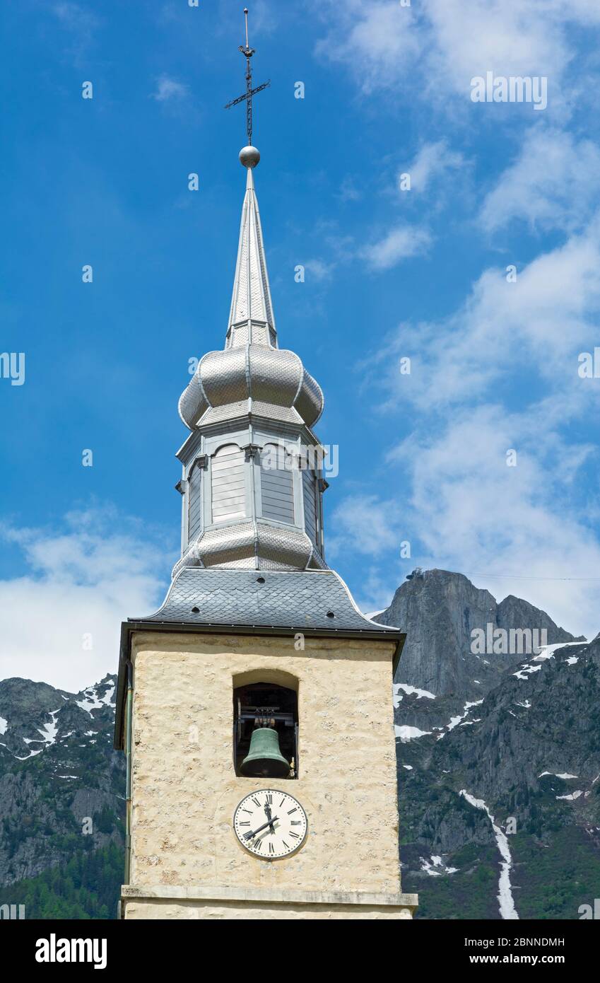 France, Chamonix, late May, Eglise St. Michel, catholic church Stock ...