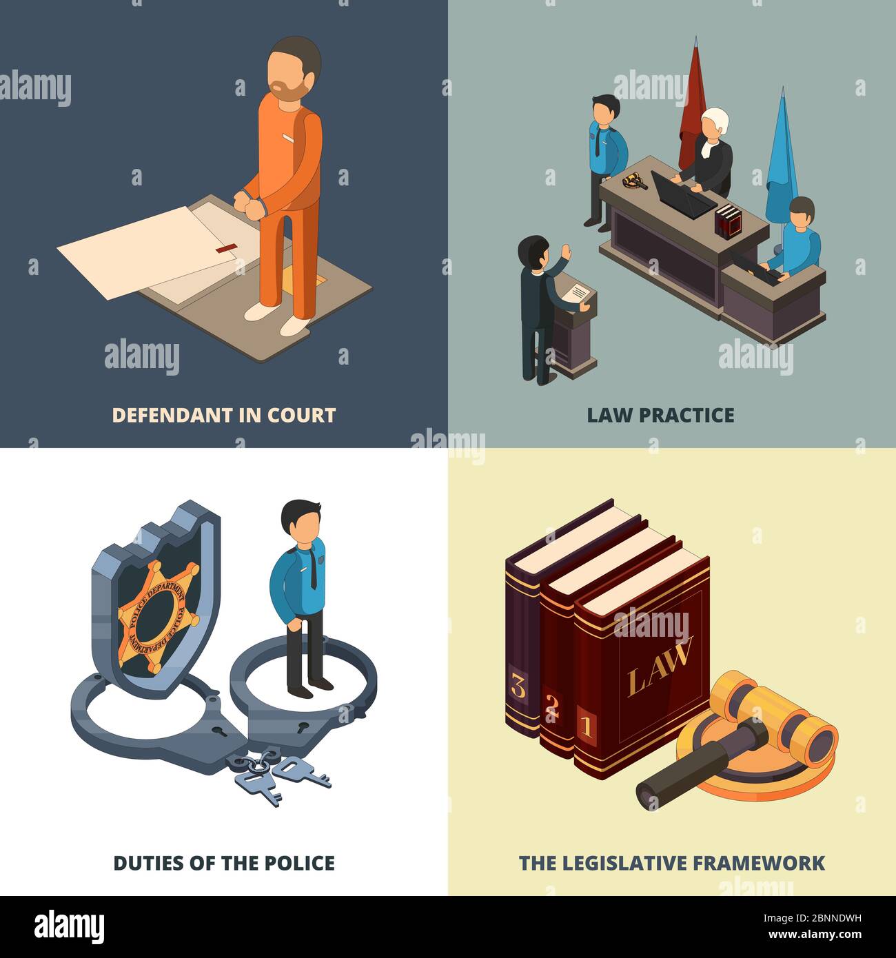 Legal isometric concept. Lawyer judge richter accused justice books ...