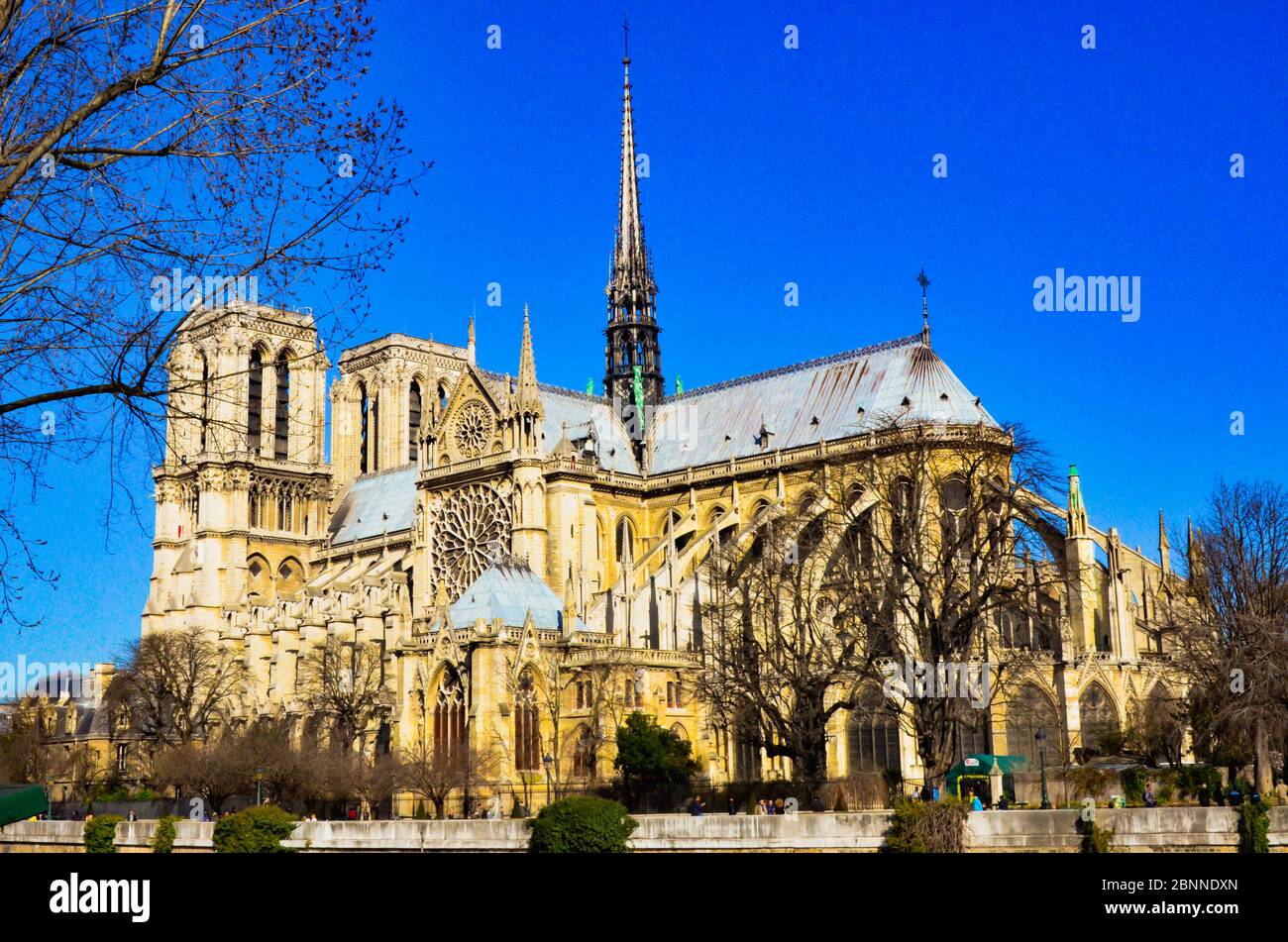 View of notre dame cathedral in paris hi-res stock photography and ...