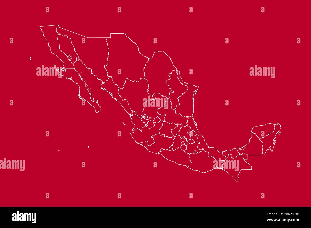 Modern mexico country political map with boundaries vector illustration ...