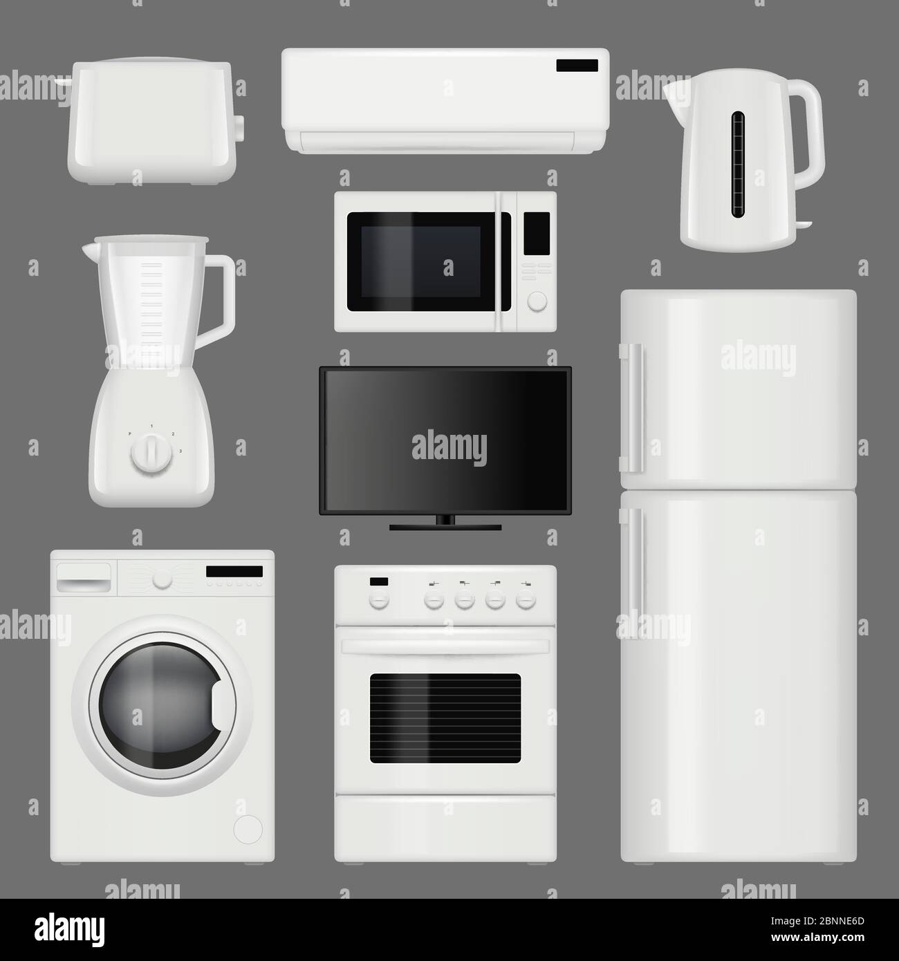 Home appliances realistic. Modern stainless steel kitchen tools vector ...