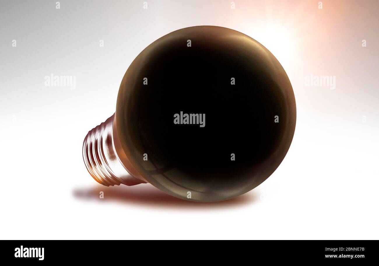 Glowing black light bulb on a light background Stock Photo - Alamy