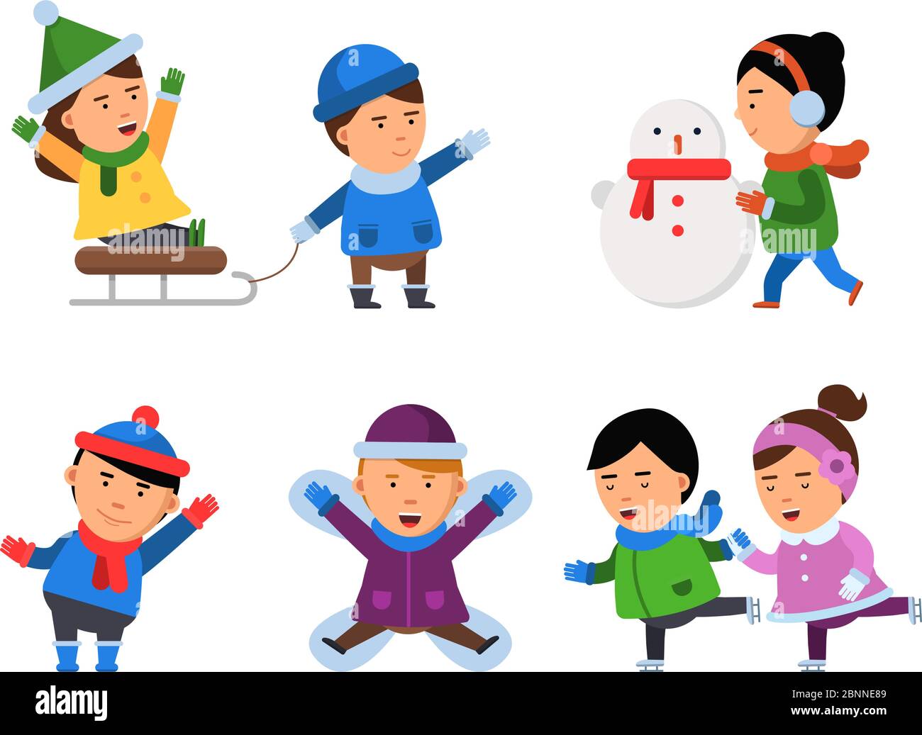 Winter smile characters. Kids snow clothes boys girls christmas party ...