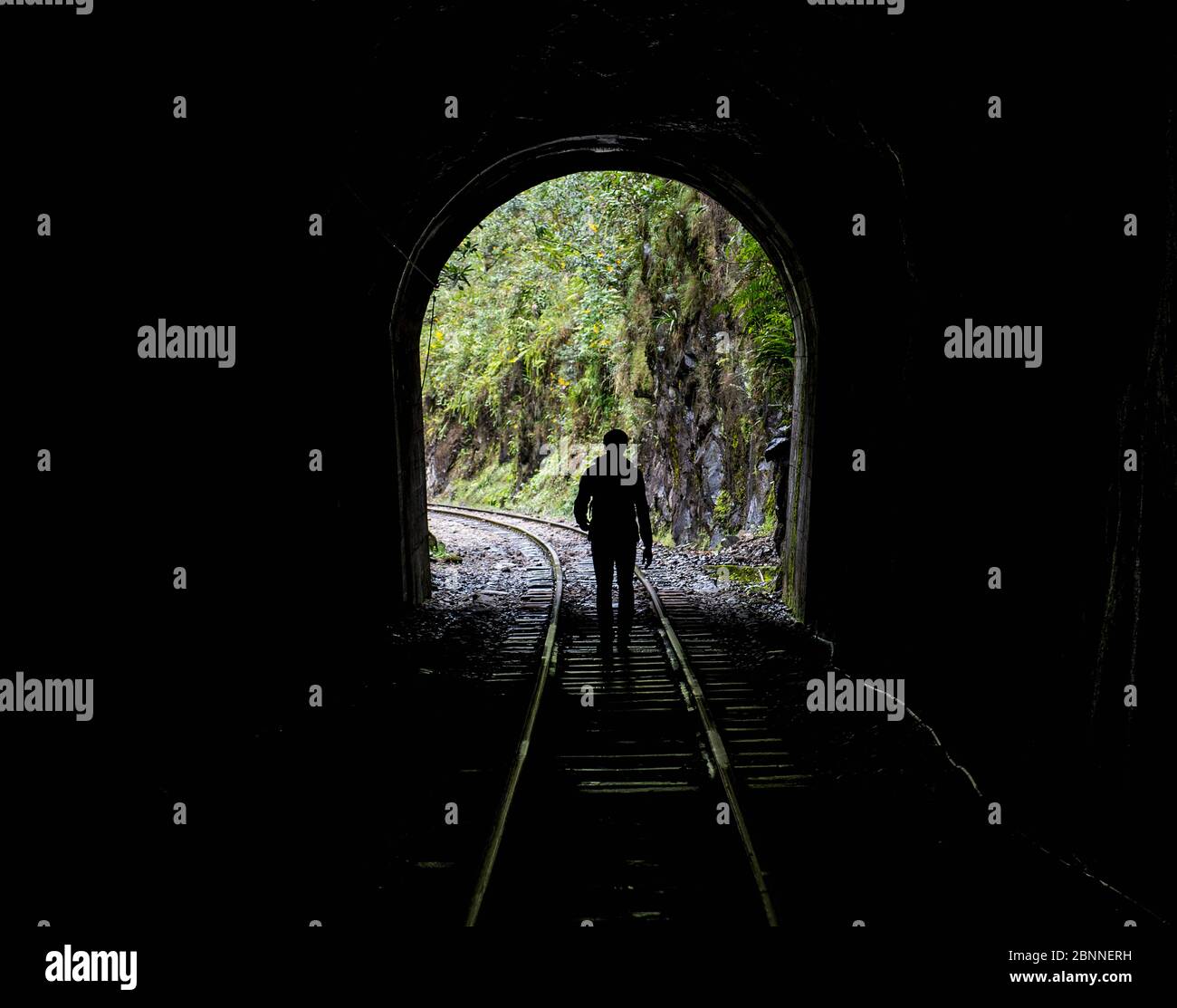 Hiker on train tracks hi-res stock photography and images - Alamy