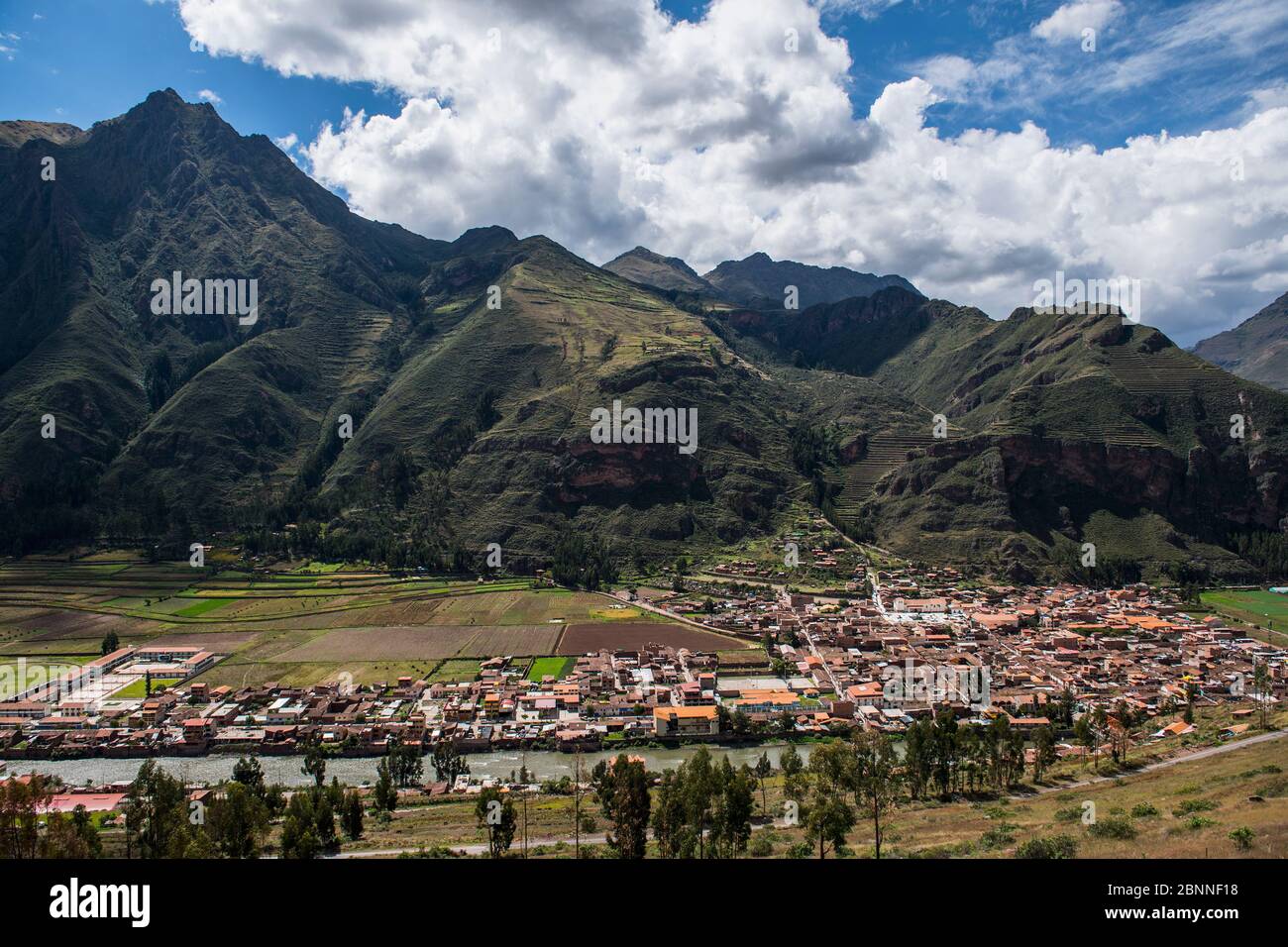 View of village Urubamba at the sacred valley, Peru Stock Photo - Alamy