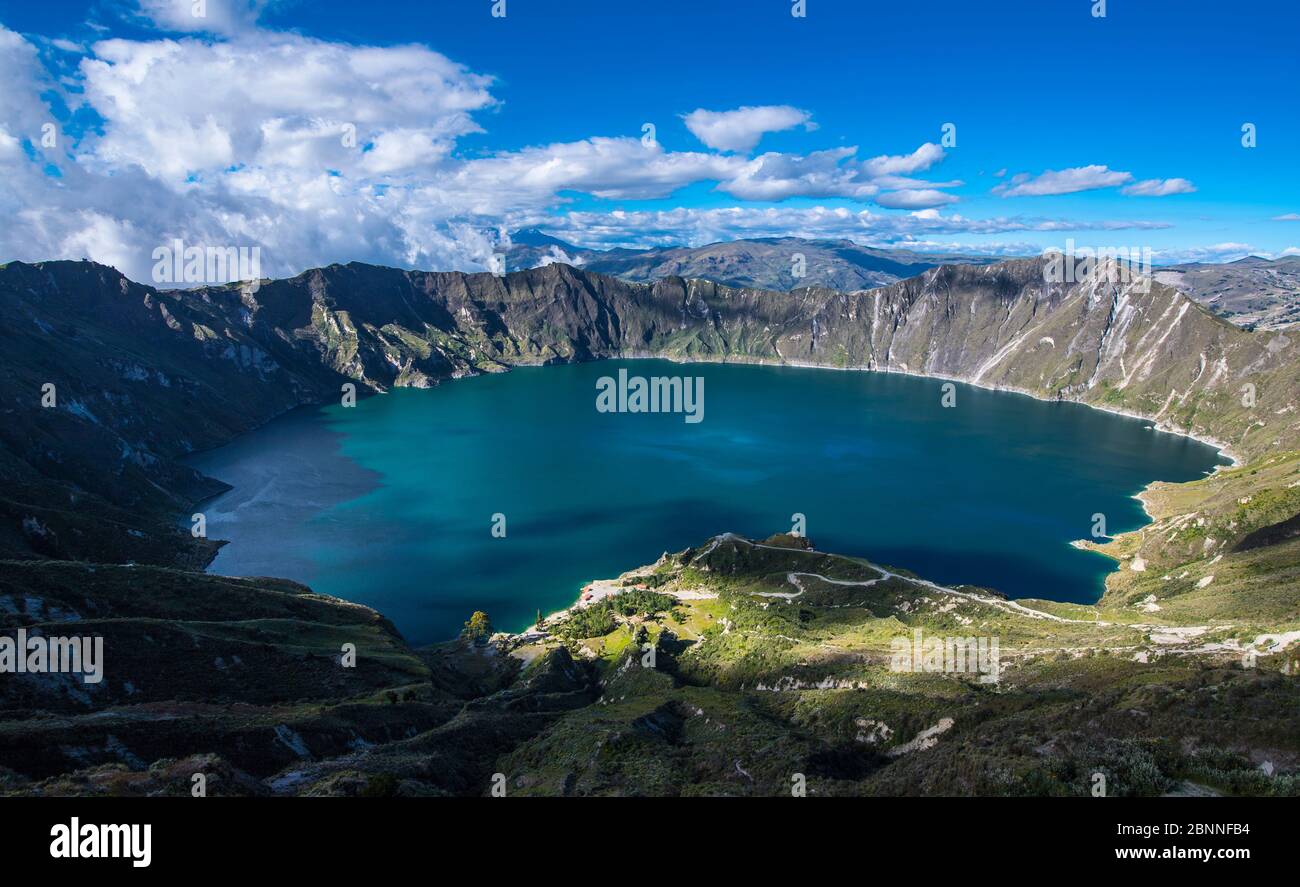 Quilotoa is a water-filled caldera on 4.200m altitude in Ecuador Stock ...