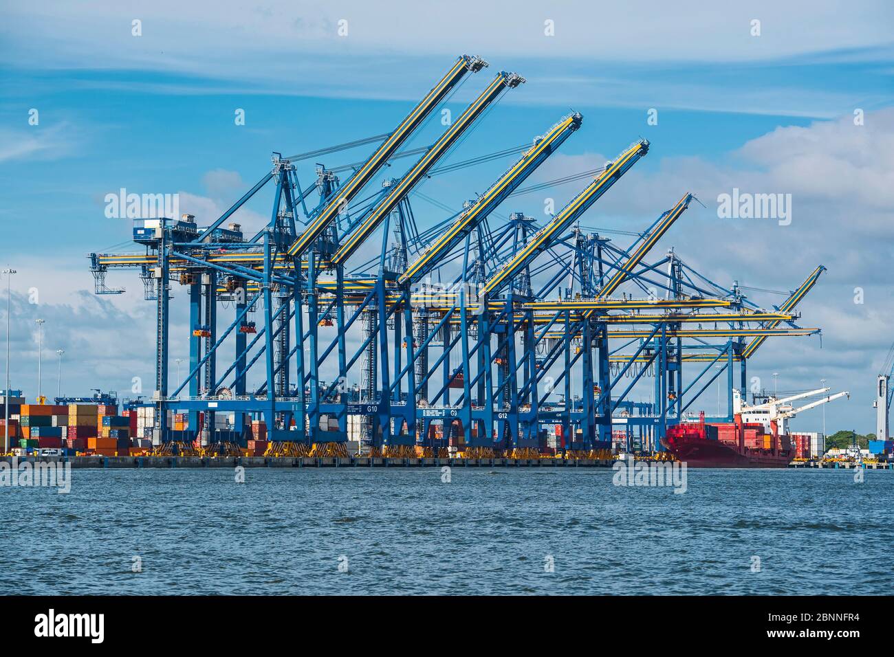 container ship docked at terminal in the harbour of Cartagena Stock ...