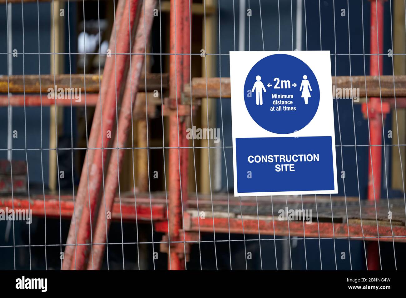 Social distancing sign at work keep 2m apart Stock Photo - Alamy