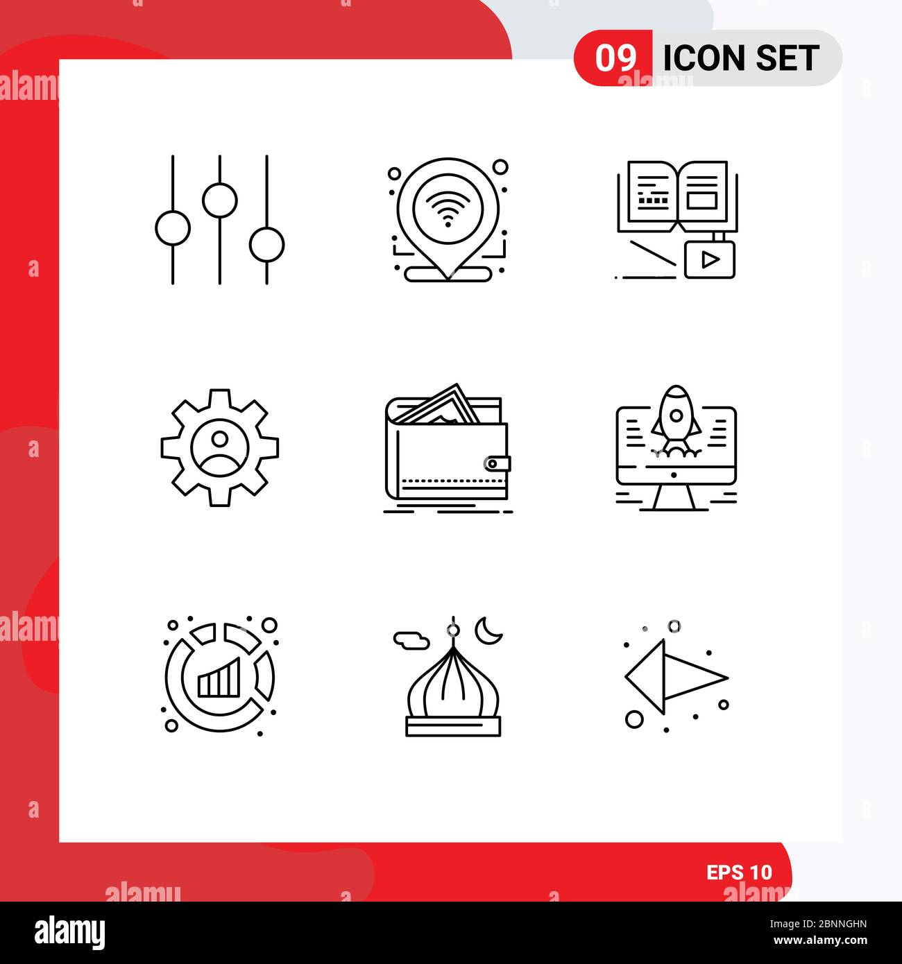 9 Universal Outline Signs Symbols of money, cash, knowledge, use ...