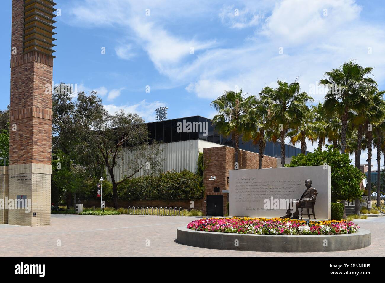 ORANGE, CALIFORNIA - 14 MAY 2020: Charles Chapman Statue with Chapman ...