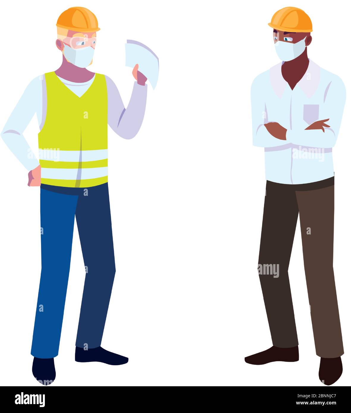 engineer and operator using mask vector illustration desing Stock ...