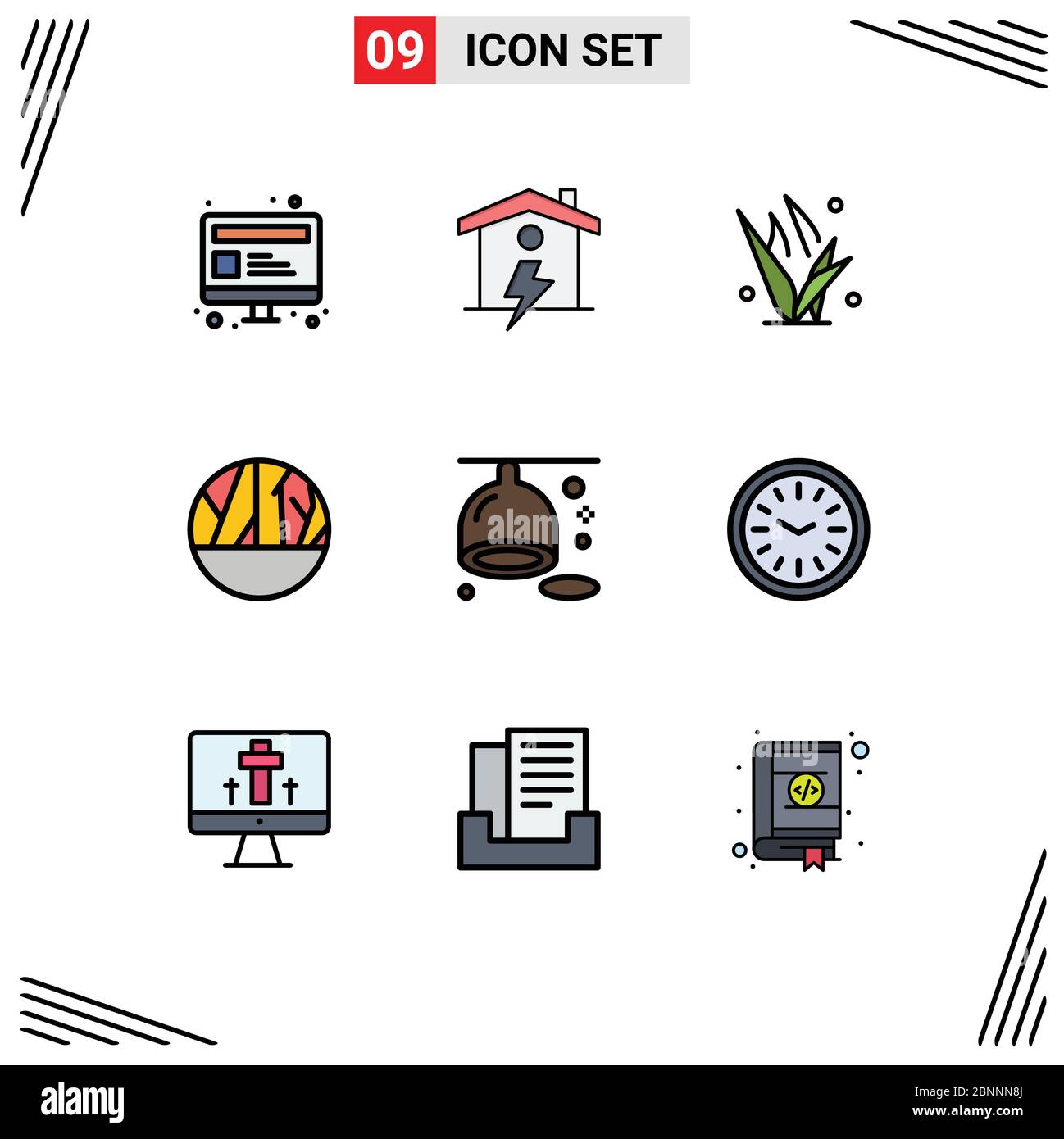 9 Thematic Vector Filledline Flat Colors and Editable Symbols of diet ...