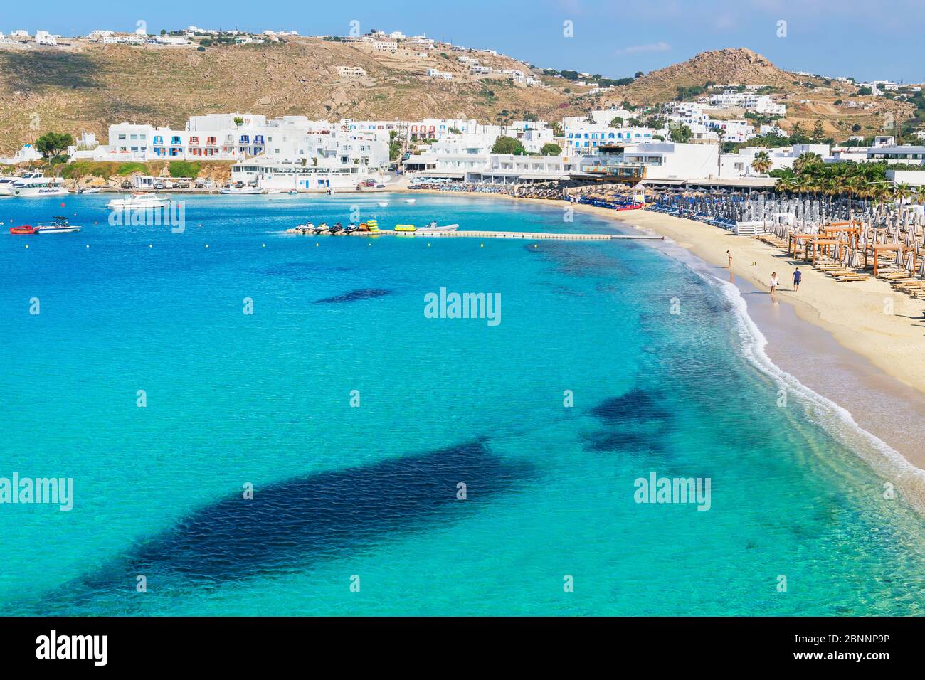 Platis Gialos beach, Mykonos, Cyclades Islands, Greece Stock Photo - Alamy