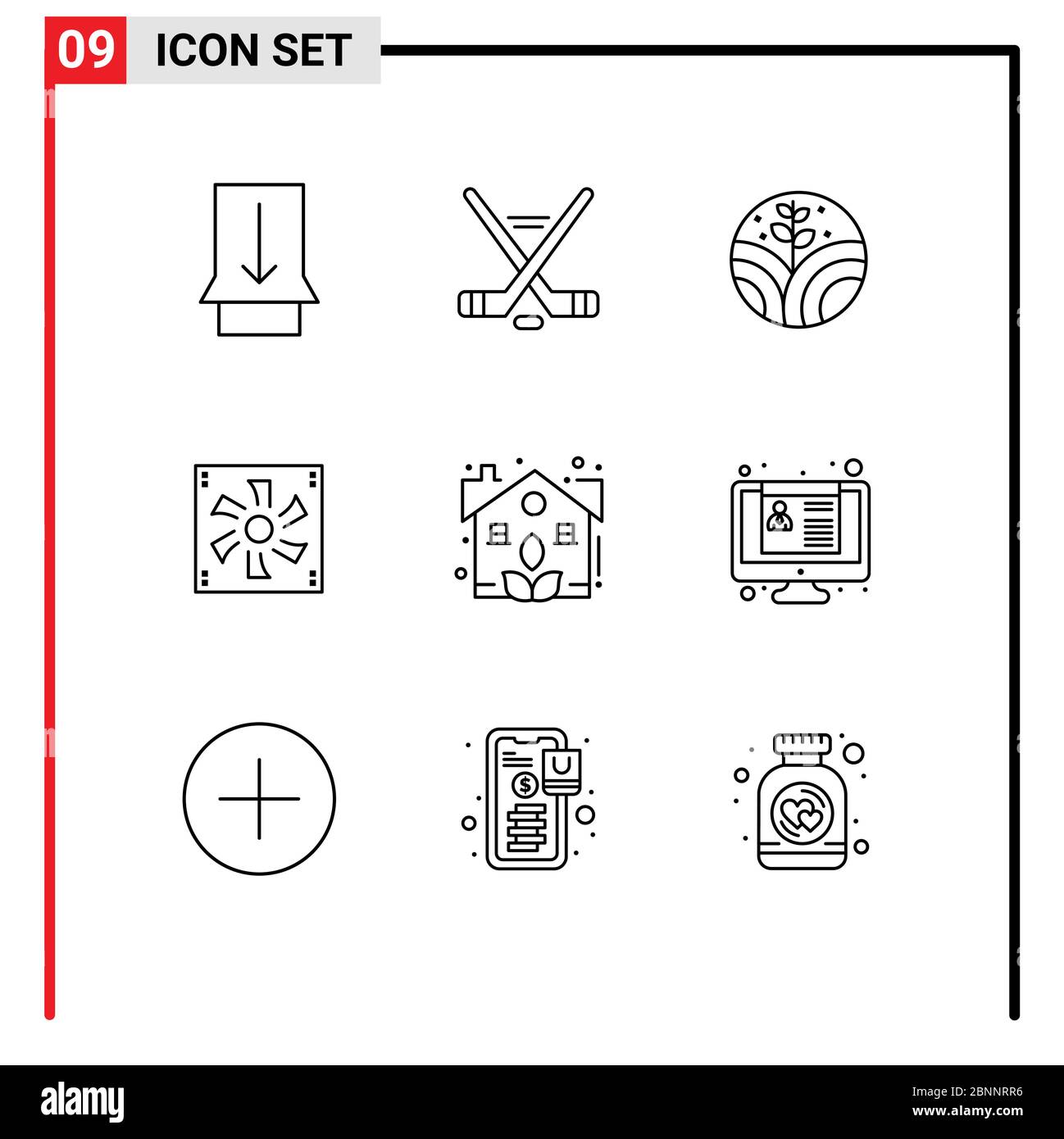9 User Interface Outline Pack of modern Signs and Symbols of plant ...