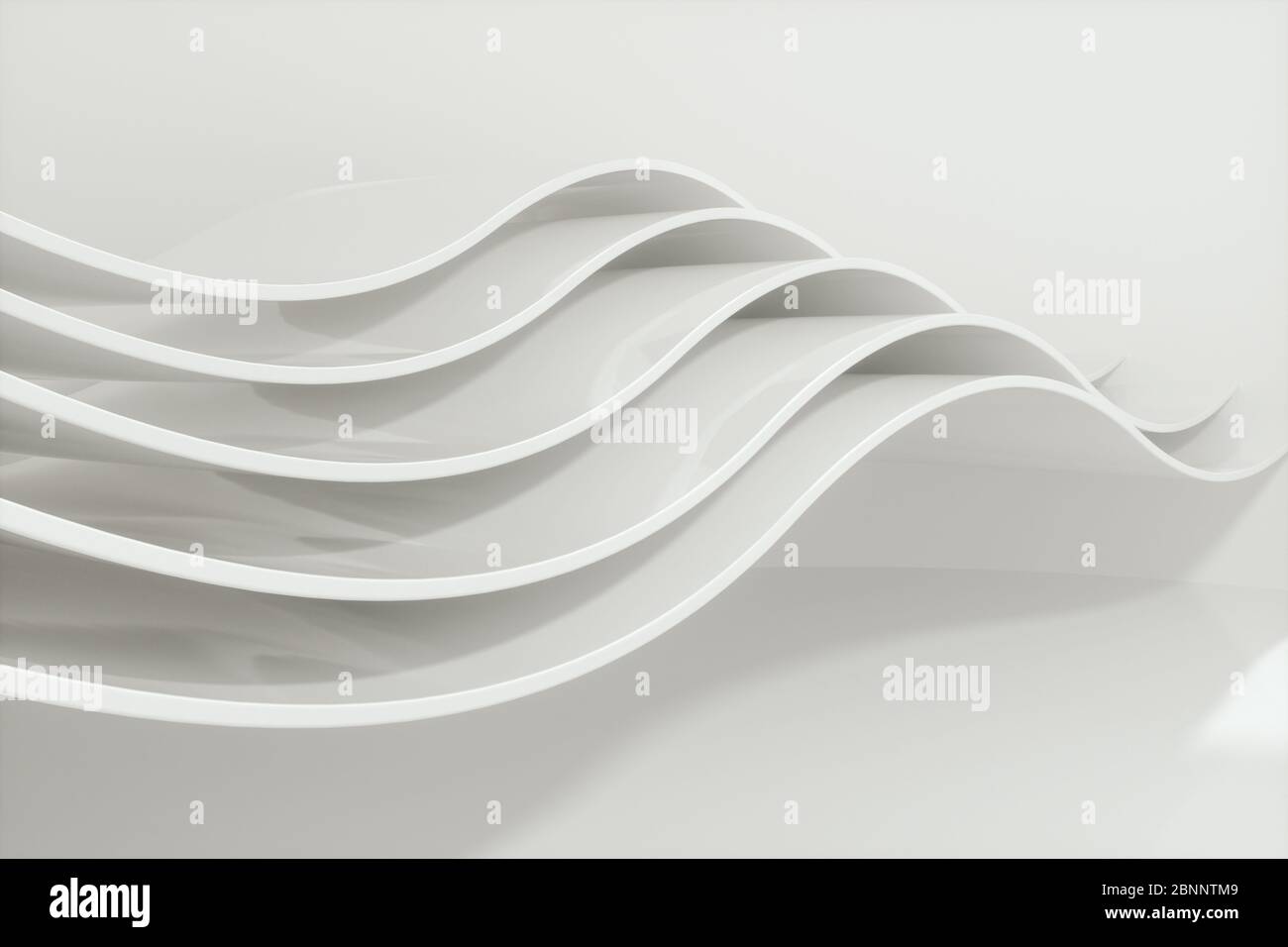 White curve surface, bright business background, 3d rendering. Computer ...