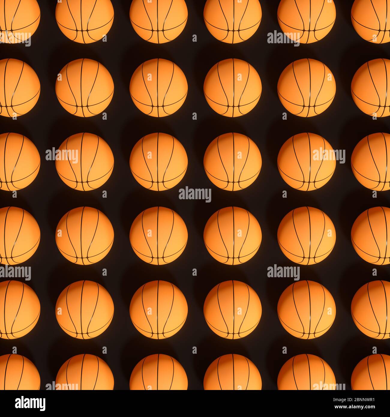 Repeating sports ball pattern with black background, 3d rendering ...