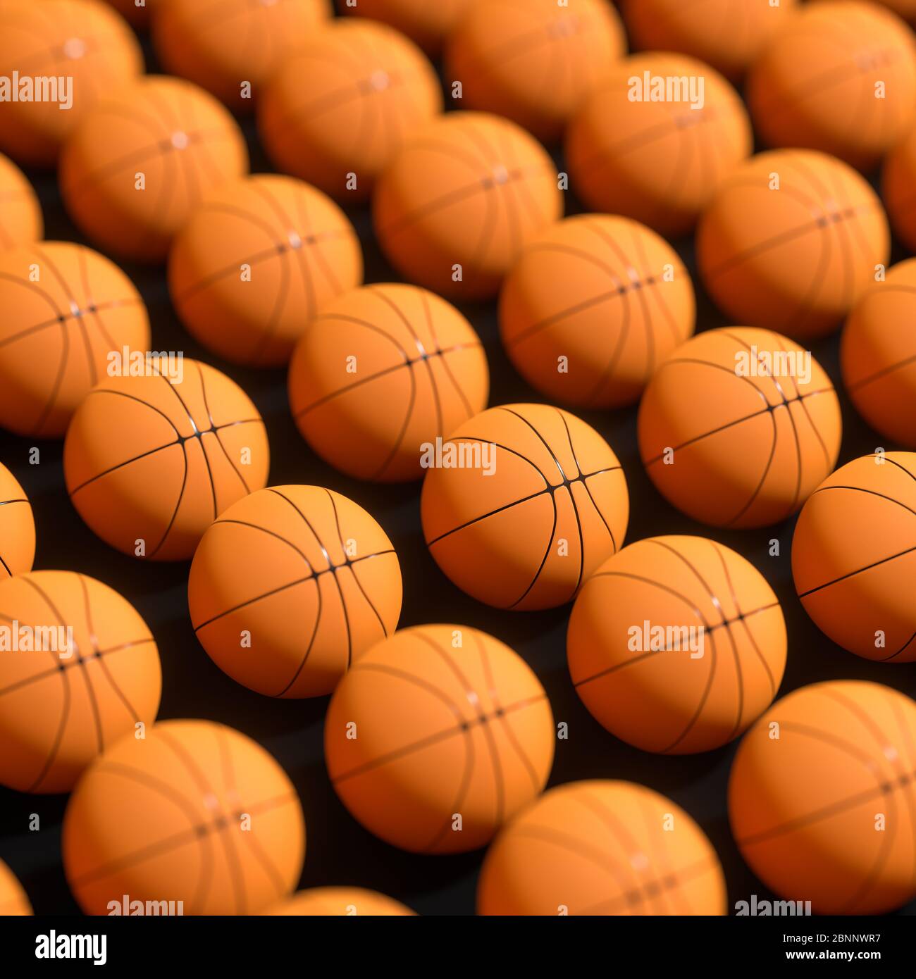 Repeating sports ball pattern with black background, 3d rendering ...