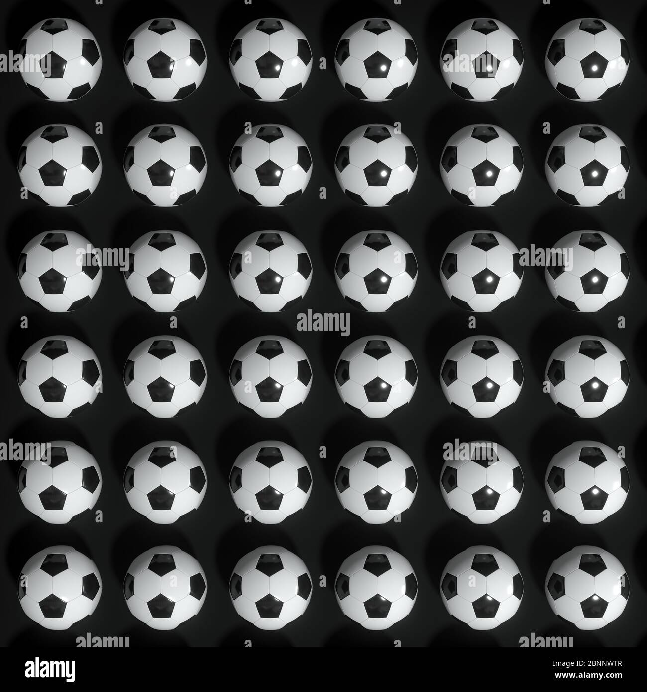 Repeating sports ball pattern with black background, 3d rendering ...